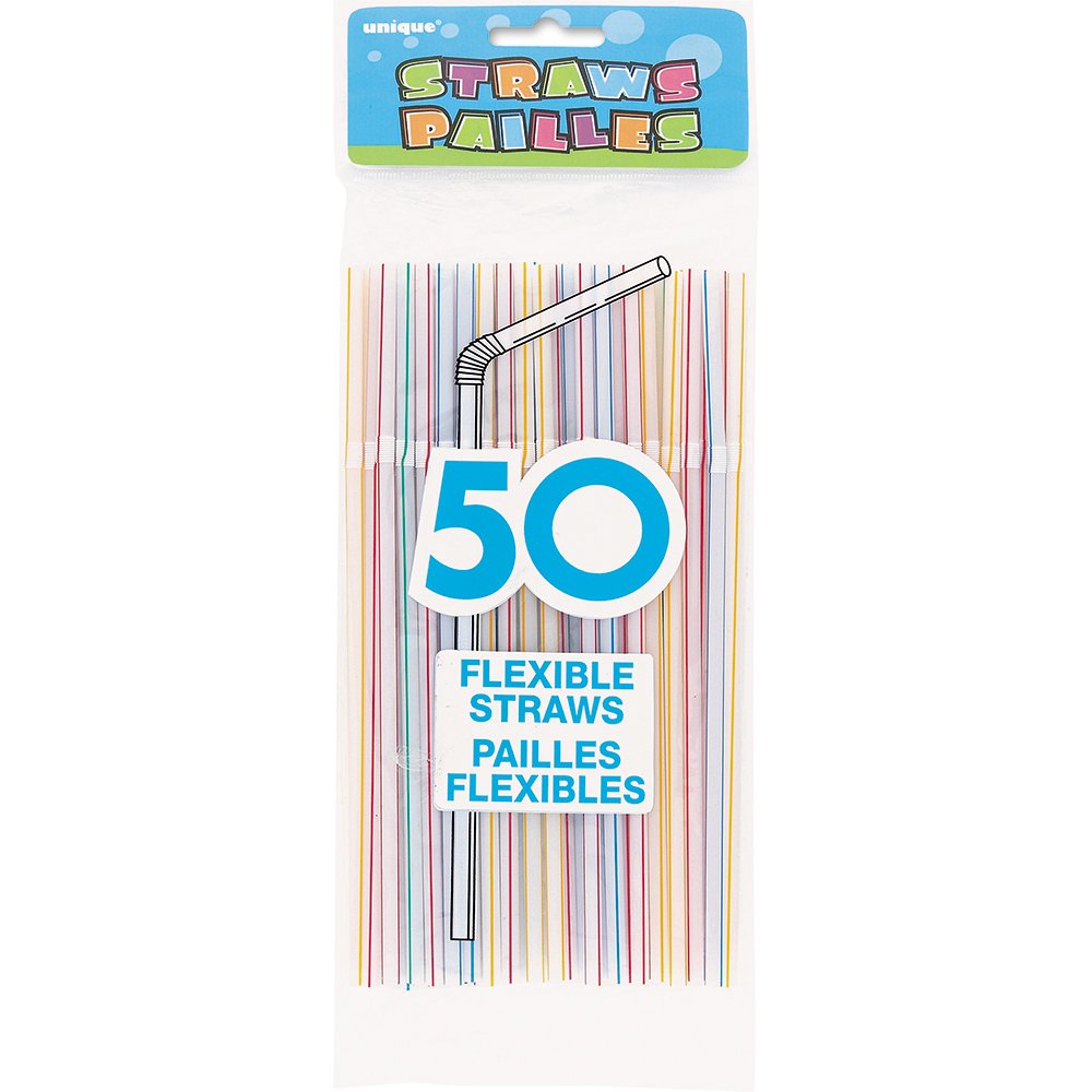 Amazon.com: Unique Striped Flexible Plastic Straws Colors | 50 Pcs ...