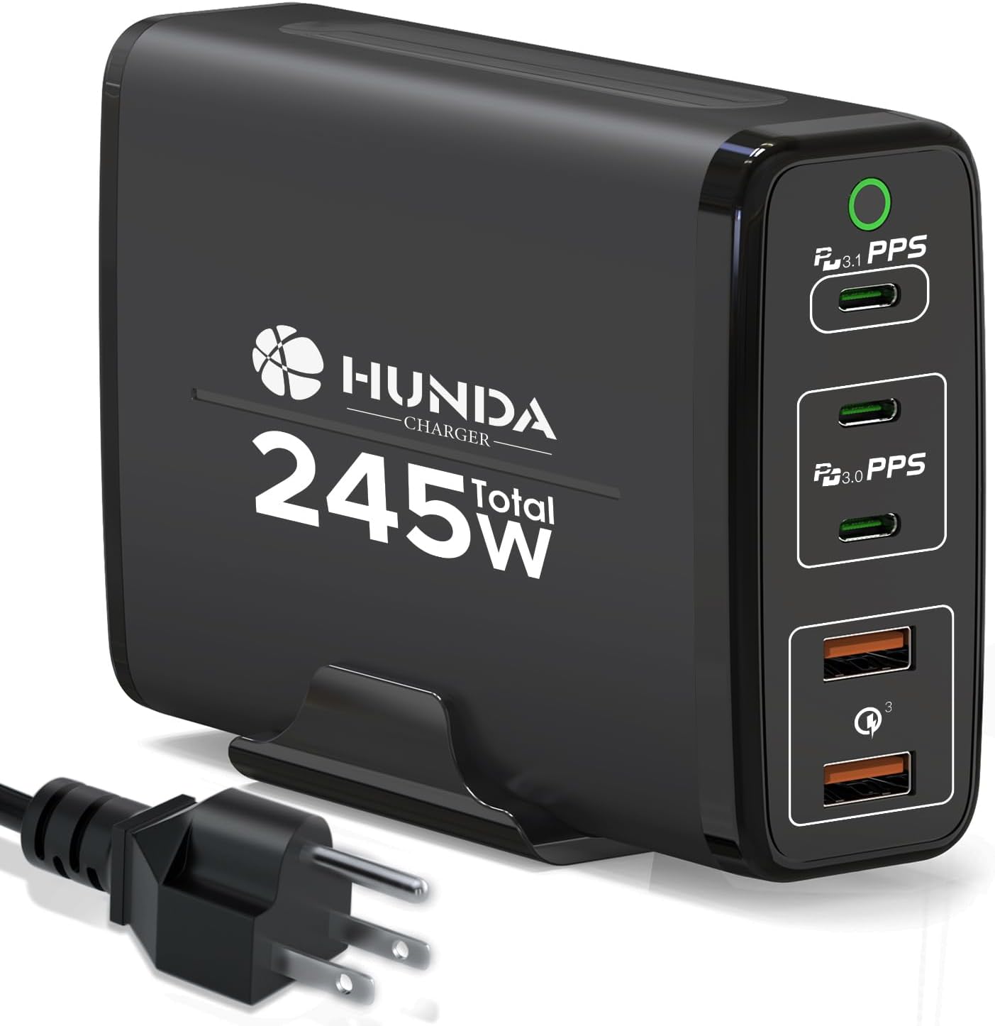 Amazon.com: HUNDA 245W USB C Charger Fast 140W GaN Charger Plug 5 Ports USB C Charging Station ...