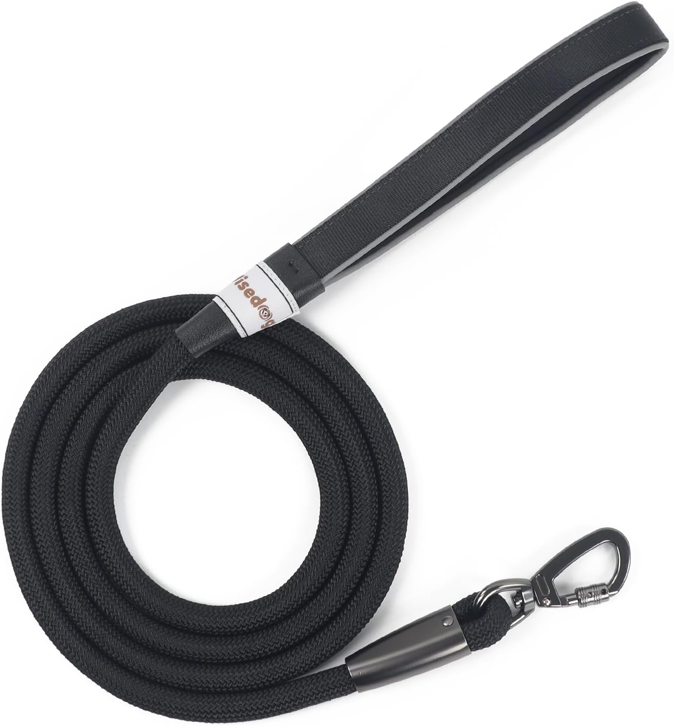 Wisedog 1.8m Black Carabiner Dog Lead Tough Rope Lead for Large Medium ...
