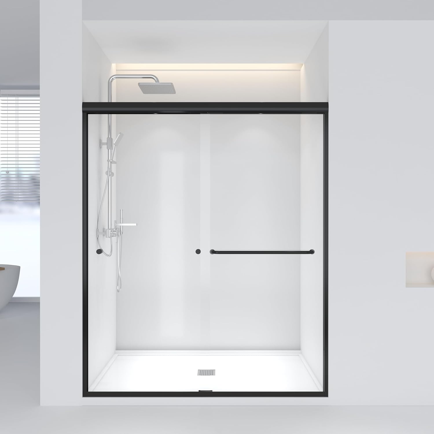 ENSO SENKA Shower Doors 60" W X 72" H Double Sliding Bypass Glass ...