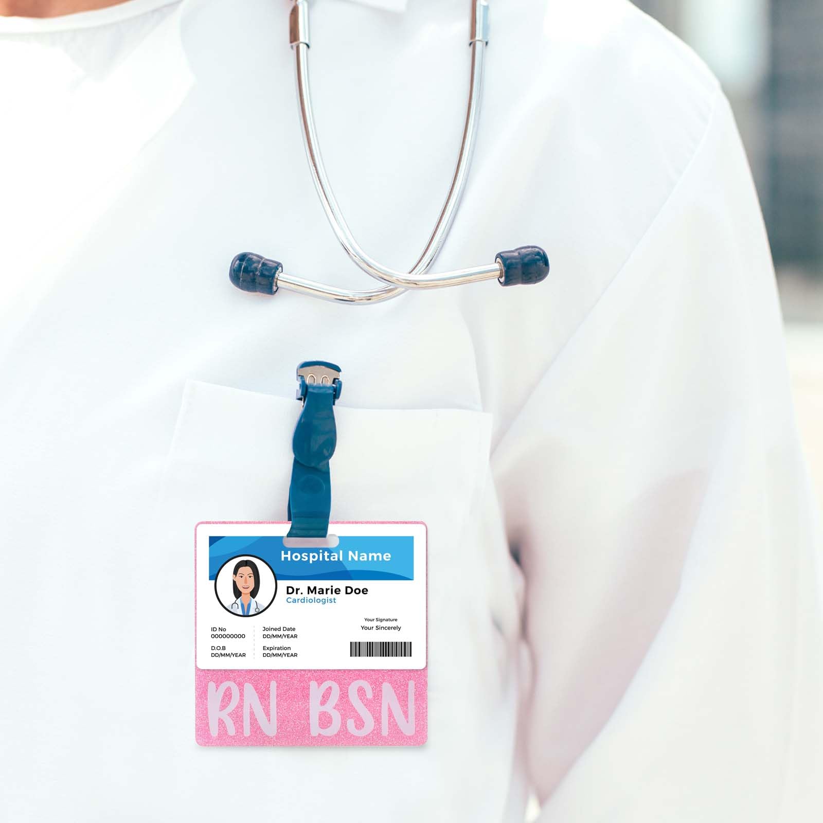 Snapklik.com : RN BSN Badge Buddy Pink Glitter Nurse Name Tag Holder ...