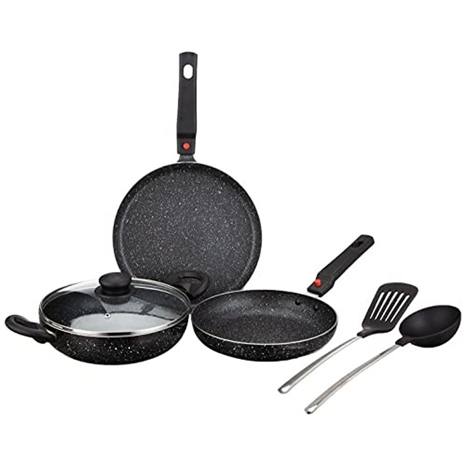 Buy Amazon Brand - Solimo Aluminium 6 Piece Non-Stick Cookware Set with ...
