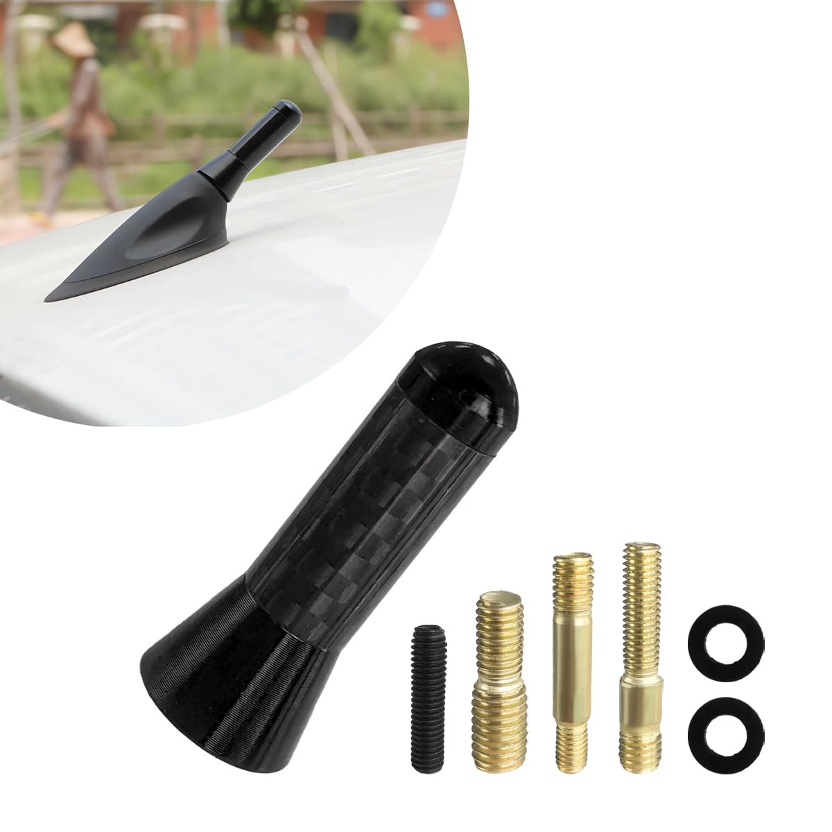 Amazon.com: Gasedin Car Short Antenna, 1.37" Carbon Fiber Antenna ...