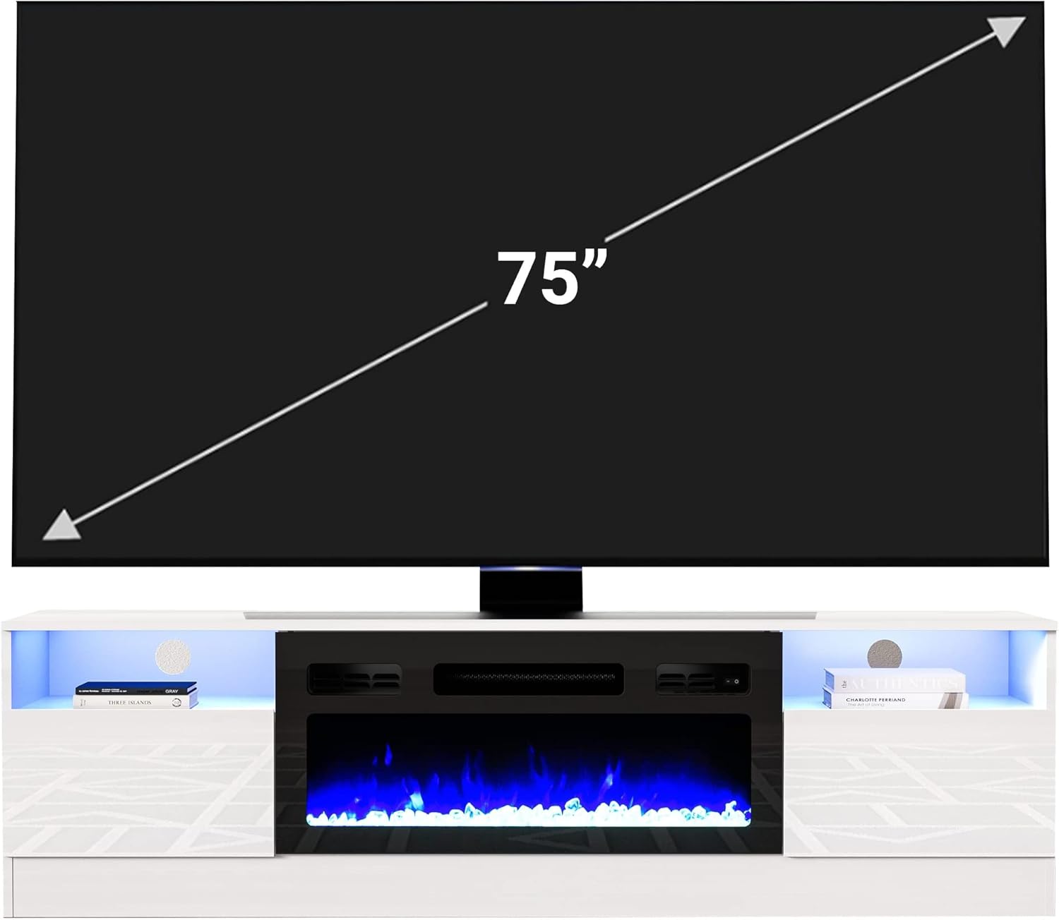 Amazon.com: Electric Fireplace TV Stand for 75 inch TV, Modern Style ...
