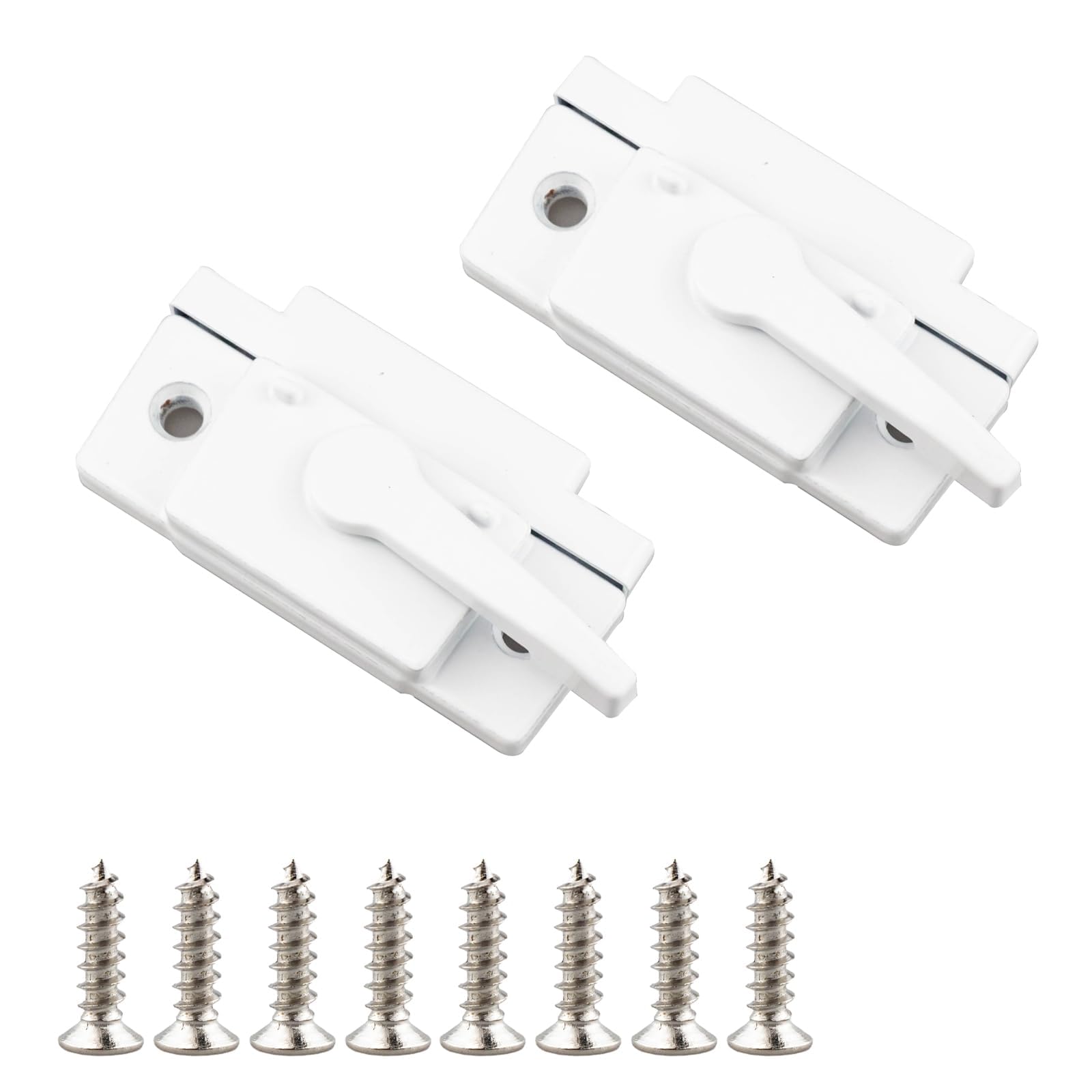 Set of 2 White Sliding Window Sash Locks - Secure Double Hung Window ...