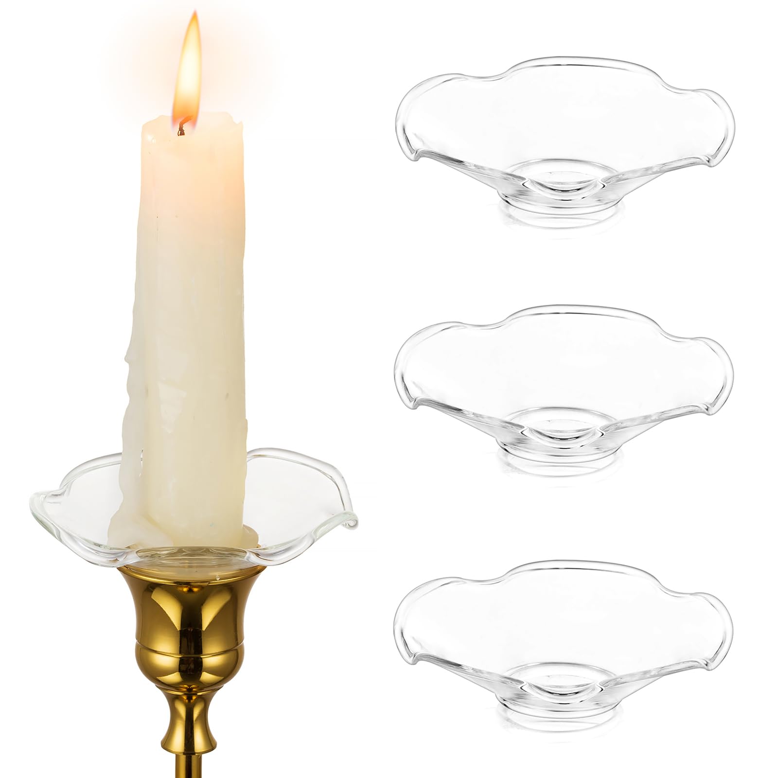 Amazon.com: Hewory Glass Bobeches for Candlestick Holders, 3 PCS Candle ...
