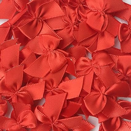 Amazon.com: Chenkou Craft 60pcs Mini Satin Ribbon Bows DIY Craft Red ...
