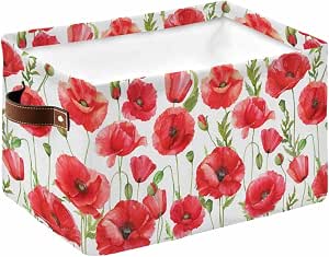 Amazon.com: Floral Red Cube Storage Organizer Bins with Handles 1 Pack ...