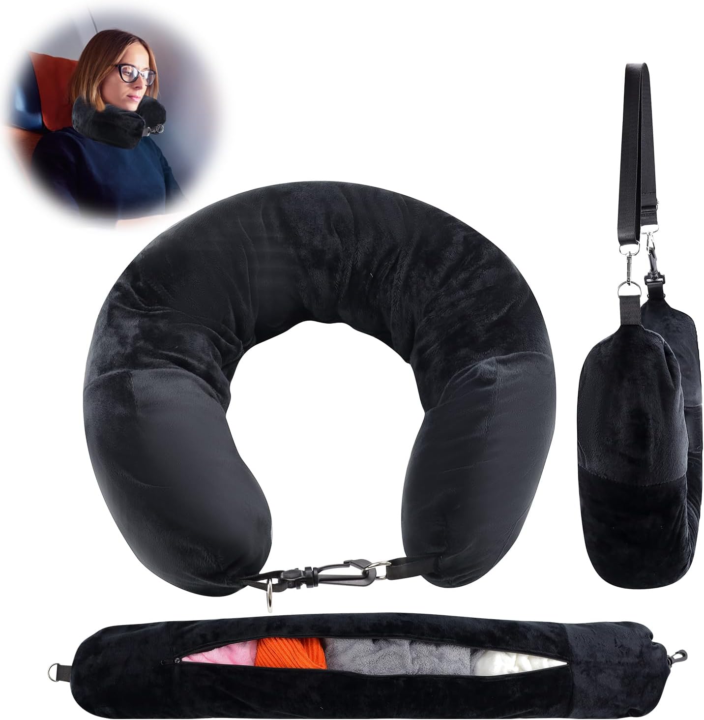 Amazon.com: EKEPIN Stuffable Travel Neck Pillow with Clothes, Soft ...