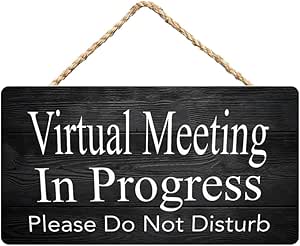 Amazon.com : Funny Virtual Meeting In Progress Wood Sign Rustic Virtual ...