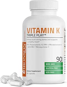 Amazon.com: Vitamin K Triple Play with Vitamin K2/ Vitamin K2/ Vitamin K1 | Build Strong Bones ...