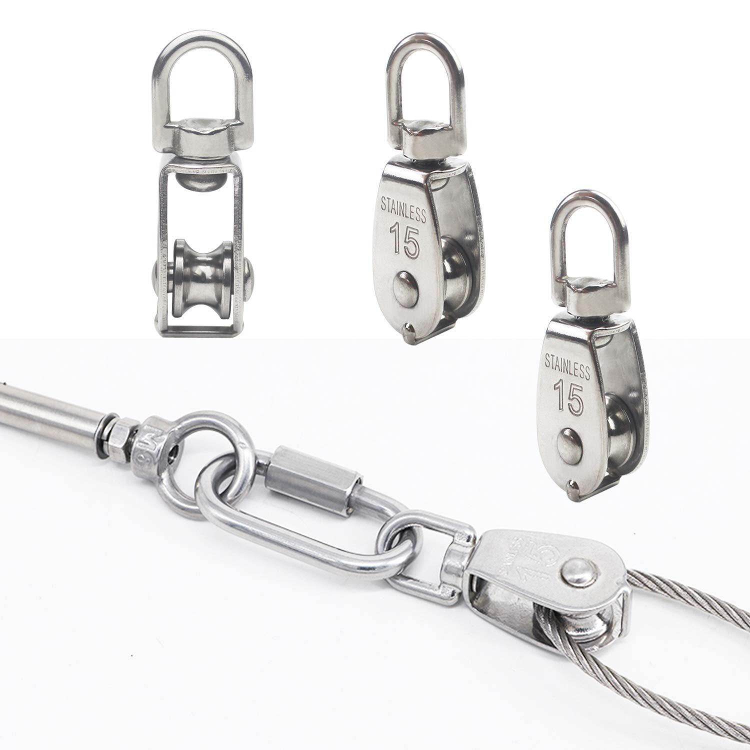 Pulley Wheel Chain & Rope Fittings Shackles PK3 304 Stainless Steel ...