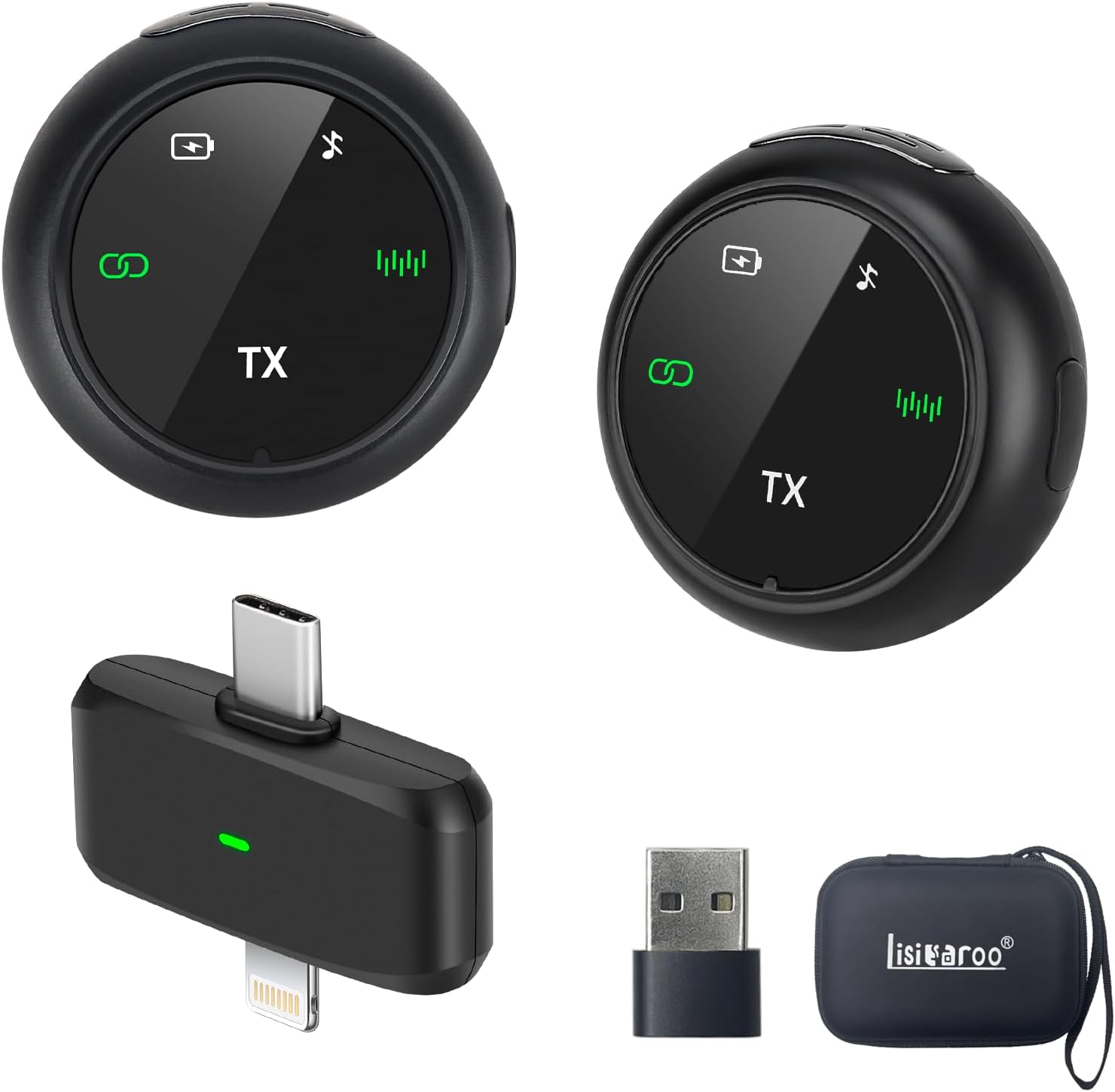 Amazon.com: Lisiearoo Wireless Microphone for iPhone/Android, USB C mic ...