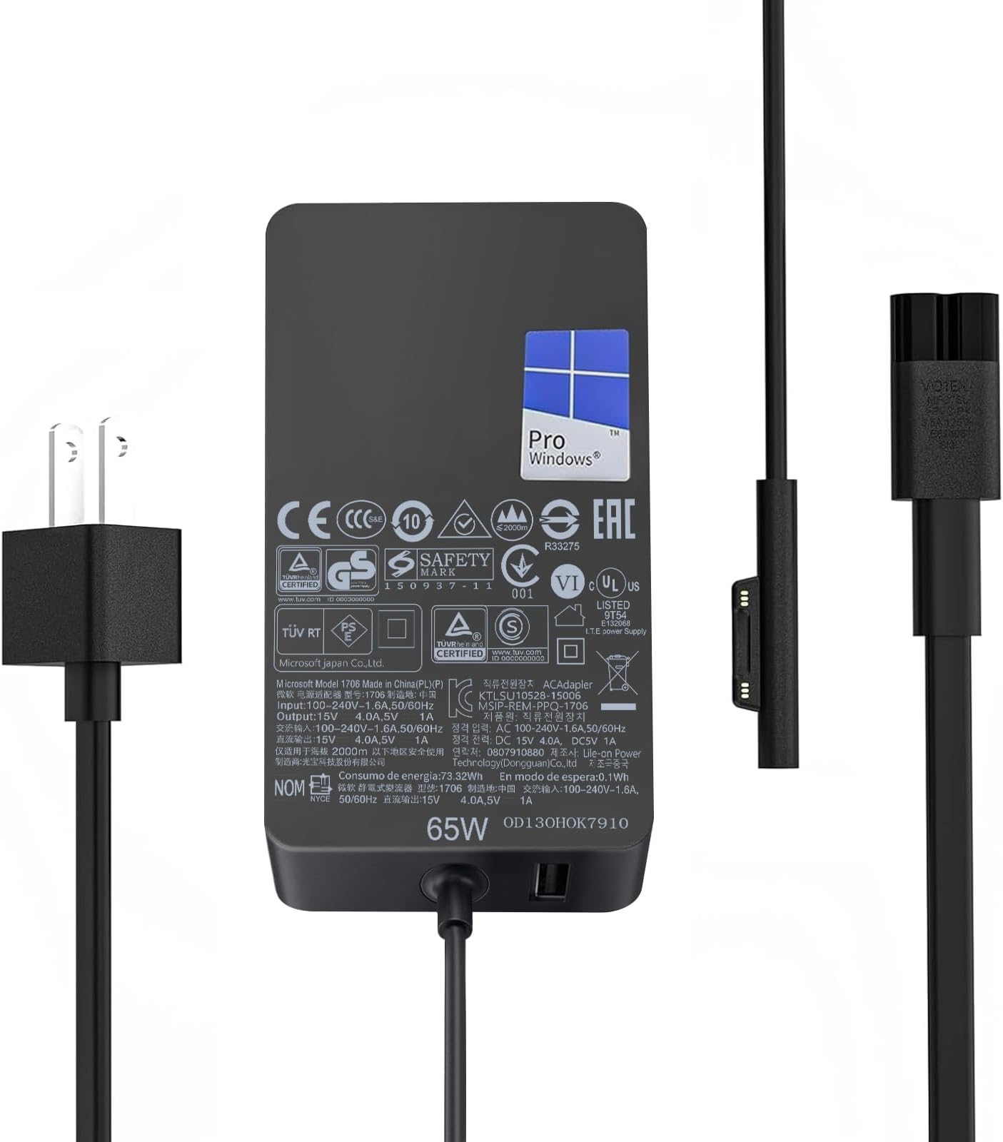 Amazon.com: 65W Surface Charger Fit for Microsoft Surface Pro 9 8 7+ 7 ...