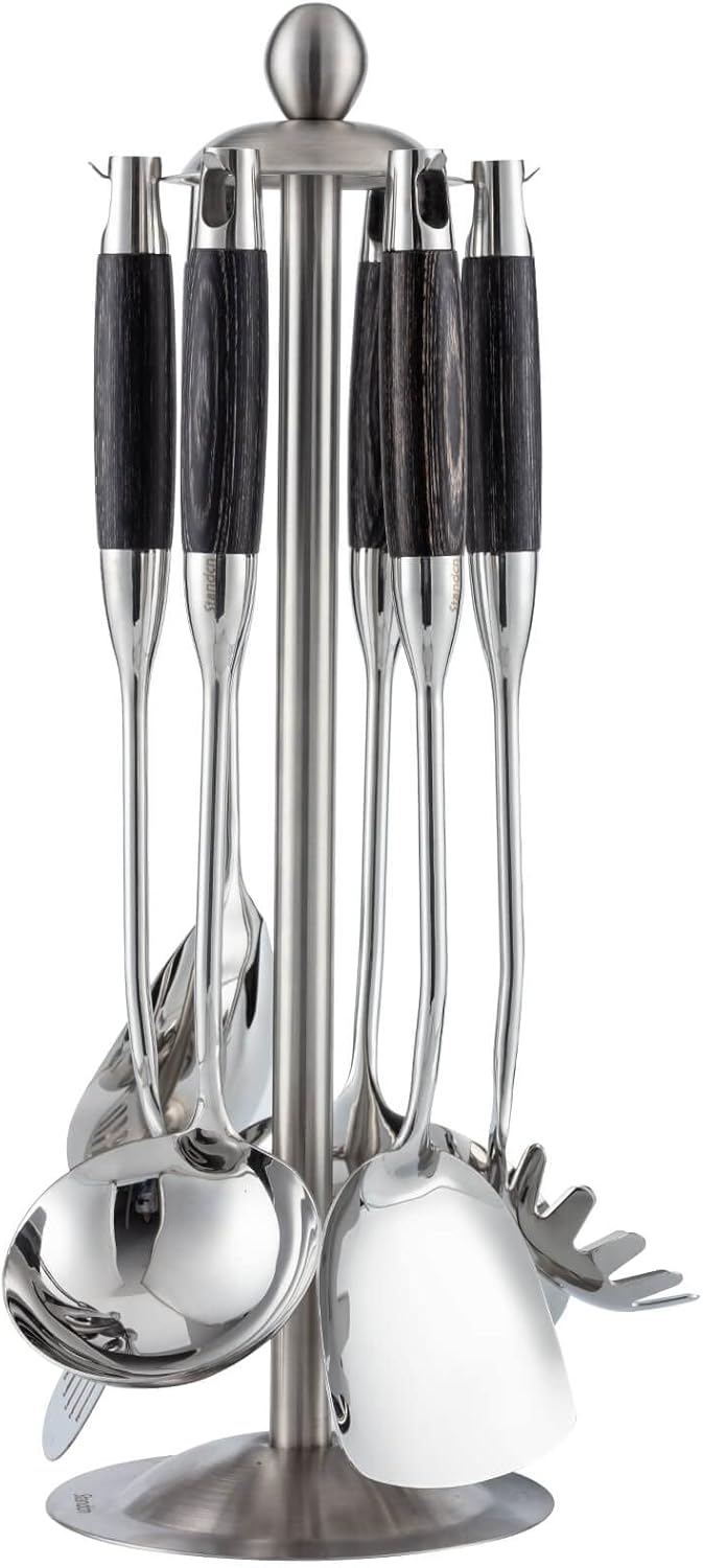Amazon.com: 304 Stainless Steel Kitchen Utensils Set with Wood Handle ...