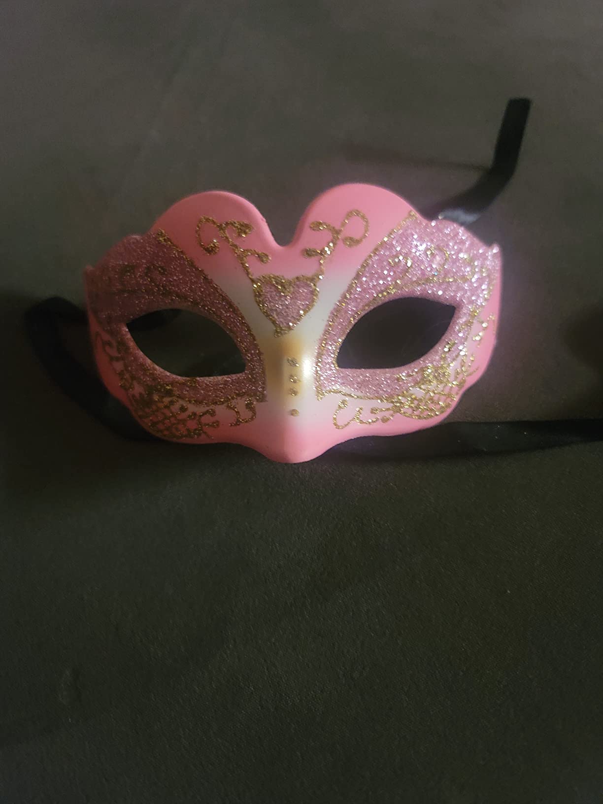 Amazon.com: BLUE GARLIC Pink Masquerade Mask, Mardi Gras Mask Halloween ...