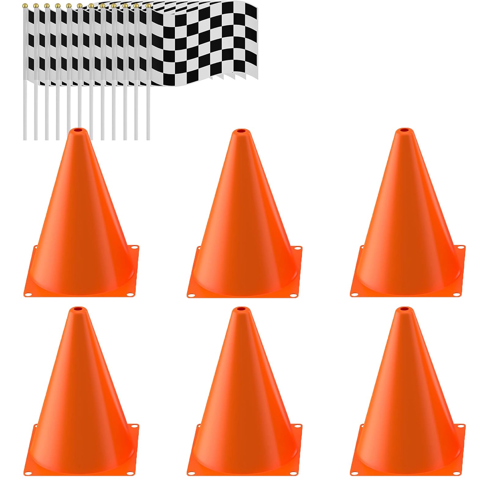Amazon.com: Traffic Cones with Racing Checkered Flags-8 Traffic Cones ...
