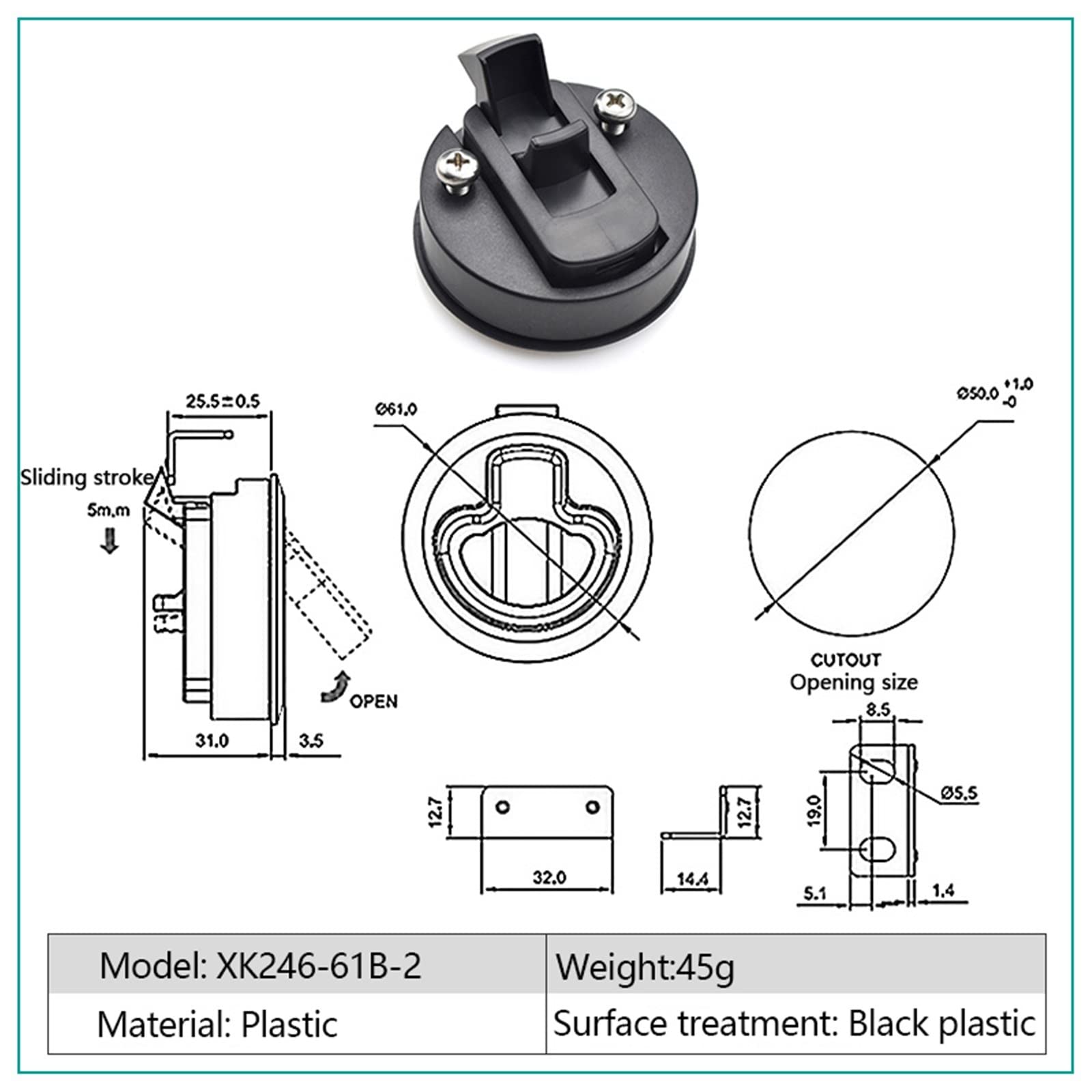 Boat Latches Black L Swing Handle Cam Lock Electrical Box Panel ...