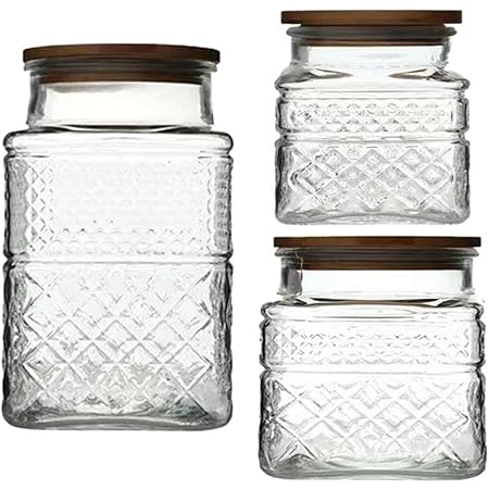 Amazon.com: Large Glass Storage Jar, 2 Pack 60 FL OZ Glass Food Storage ...