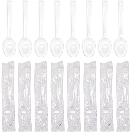 Amazon.com: 6" Clear Plastic Spoons Individually Wrapped,Disposable ...