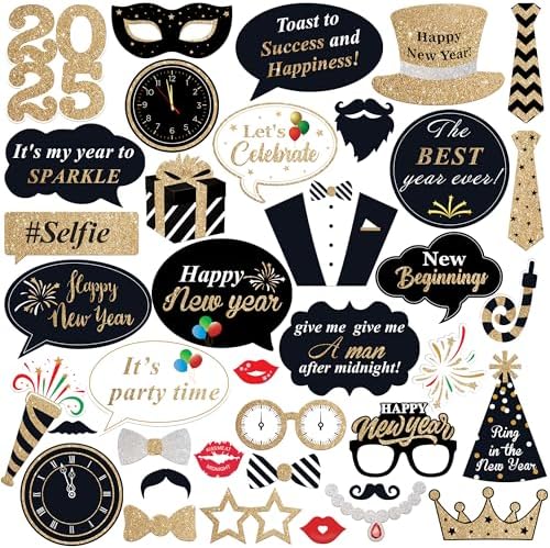 Amazon.com: KatchOn, New Years Photo Booth Props 2025 - Glitter, Pack ...