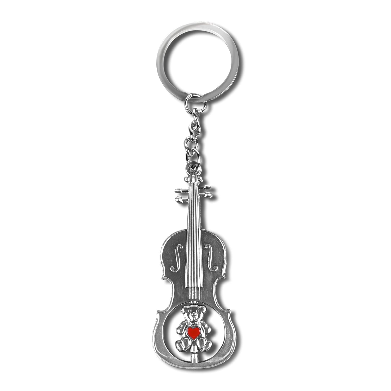 ZYZTA Silver Violin Keychain Guitar with Rotating Teddy design key ...