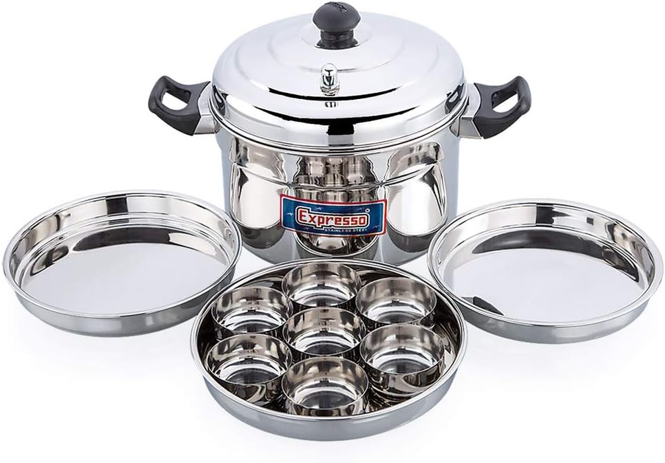 BLLUEX Stainless Steel Dhokla Maker, Thatte Idli Maker, 3 Big Plates ...