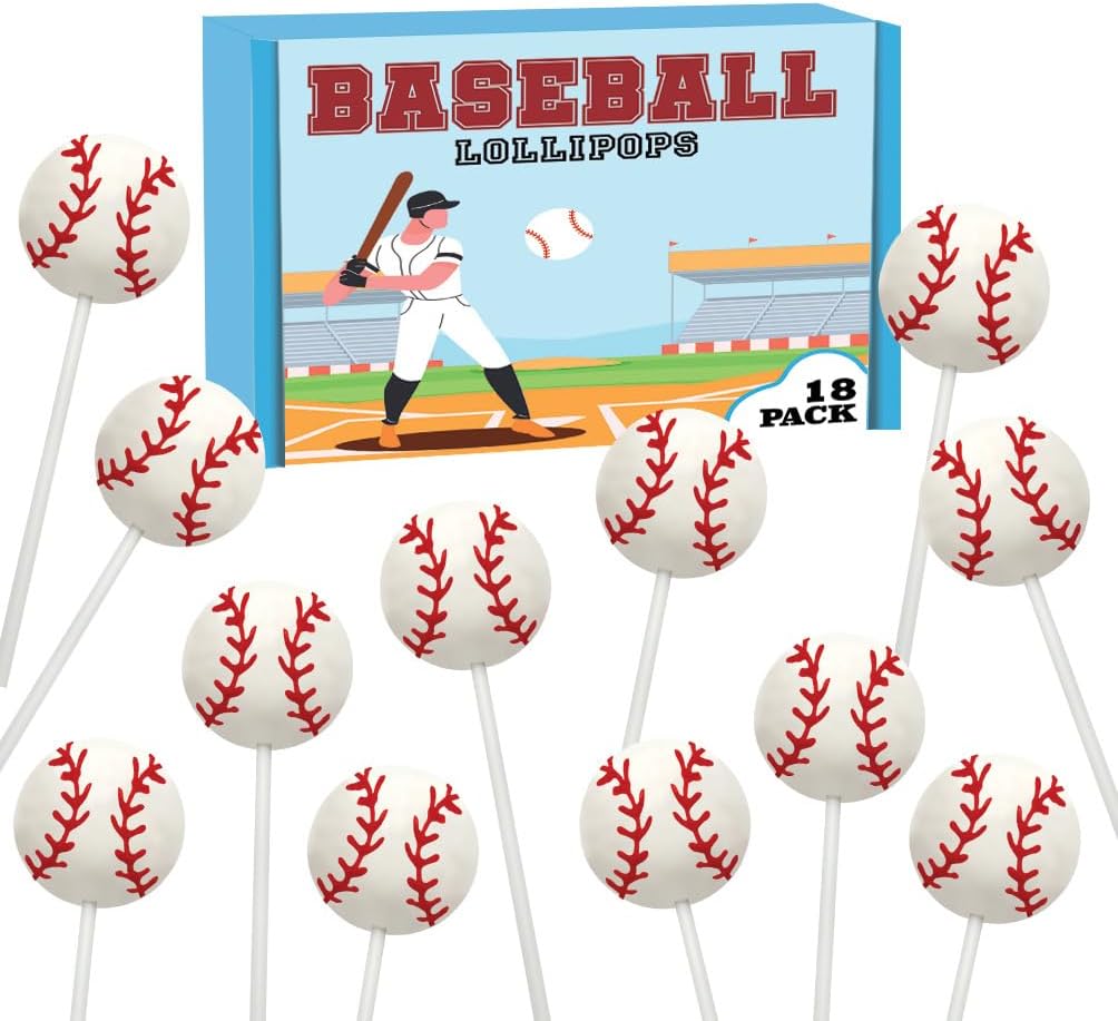 Amazon.com : Baseball Candy Lollipops - 18 Count Individually Wrapped ...