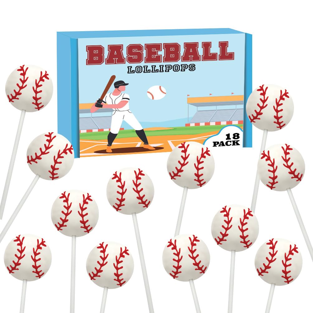 Amazon.com : Baseball Candy Lollipops - 18 Count Individually Wrapped ...