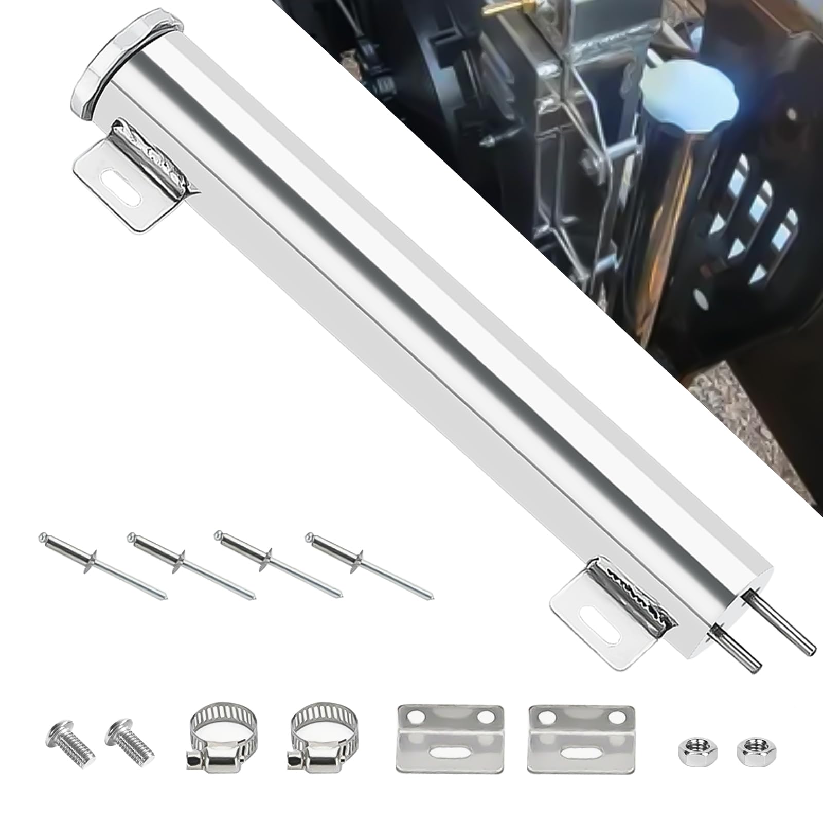 Snapklik.com : Radiator Coolant Overflow Puke Tank, 2"x15" Polished ...
