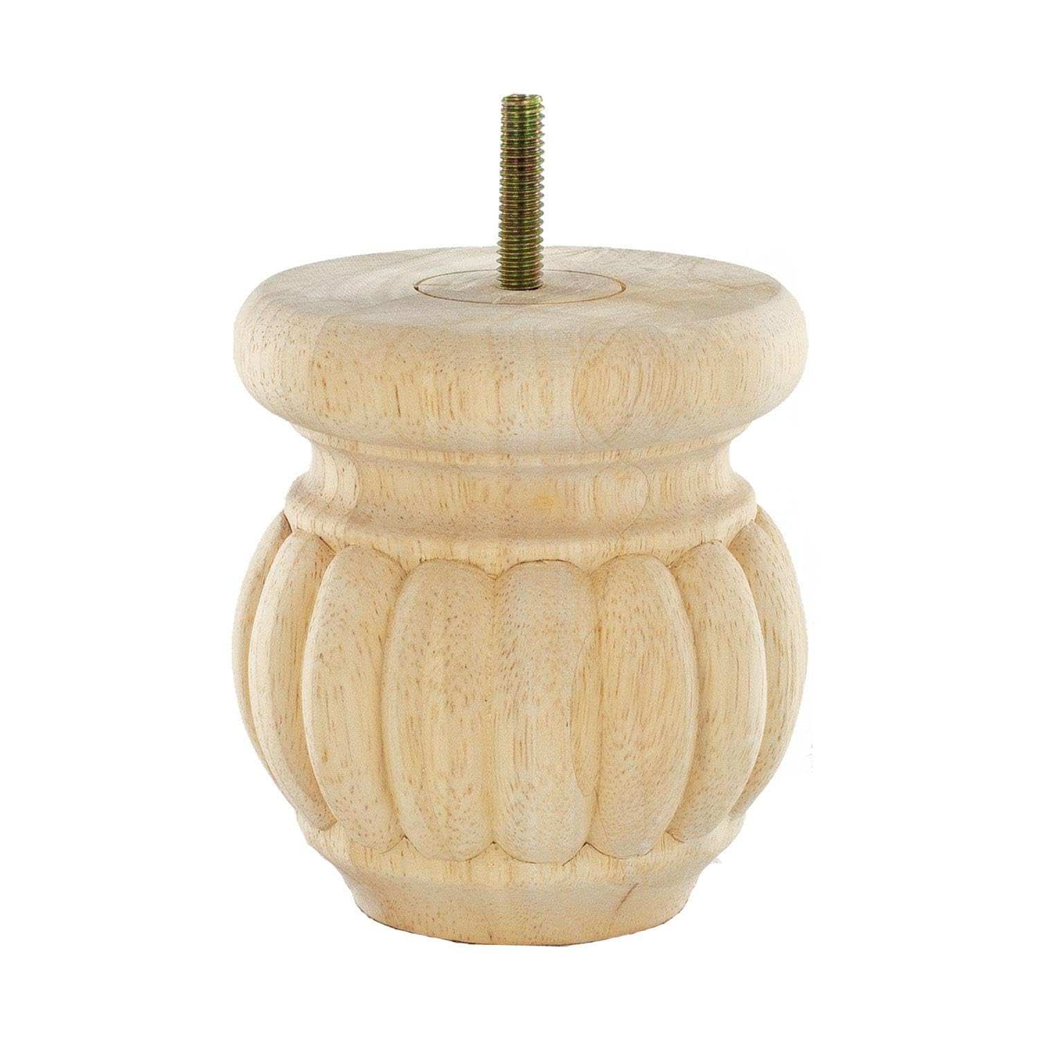 OUTWATER 4 in. x 3-1/2 in. Unfinished Solid Hardwood Round Bun Foot ...
