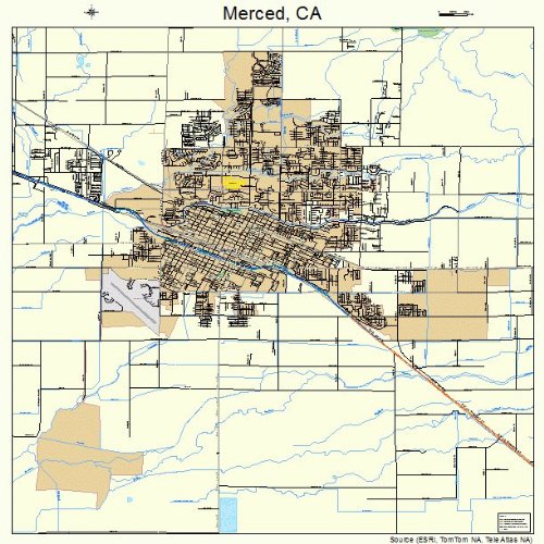 Amazon.com: Large Street & Road Map of Merced, California CA - Printed ...
