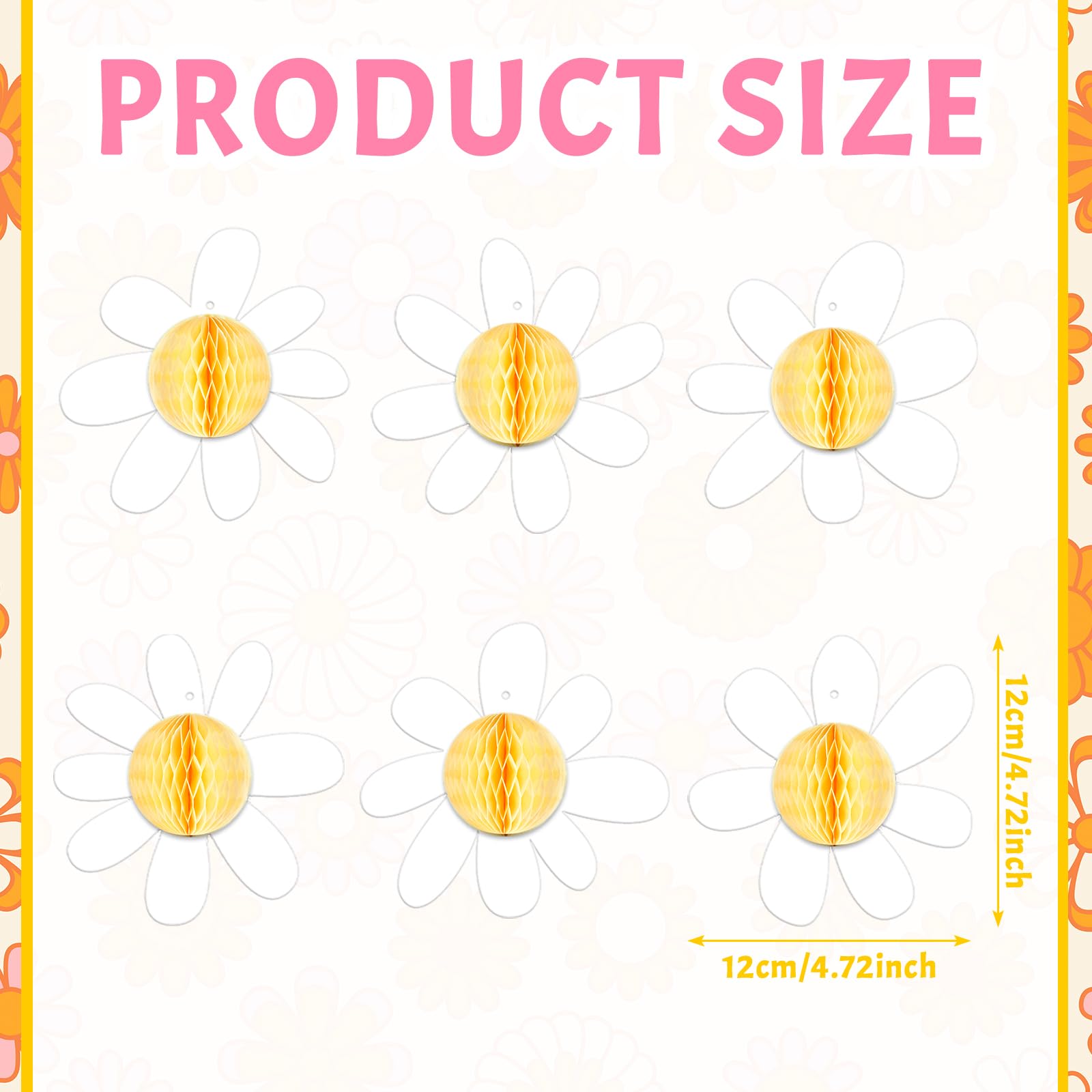Snapklik.com : Poen 12 Pcs Daisy Groovy Honeycomb Balls Decorations ...