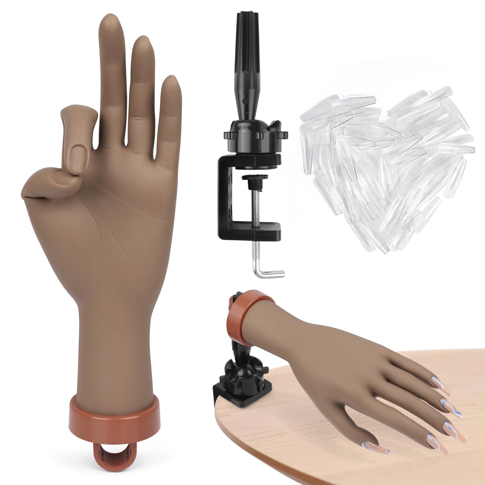 Amazon.com: LIONVISON Practice Hand for Acrylic Nails,Flexible ...