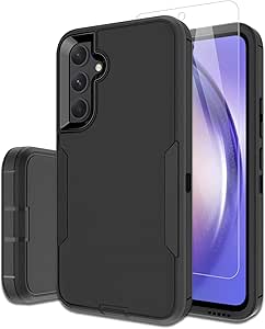 Amazon.com: Dahkoiz for Samsung Galaxy S23-FE Case, and Glass Screen Protector, Dust-Proof Port ...