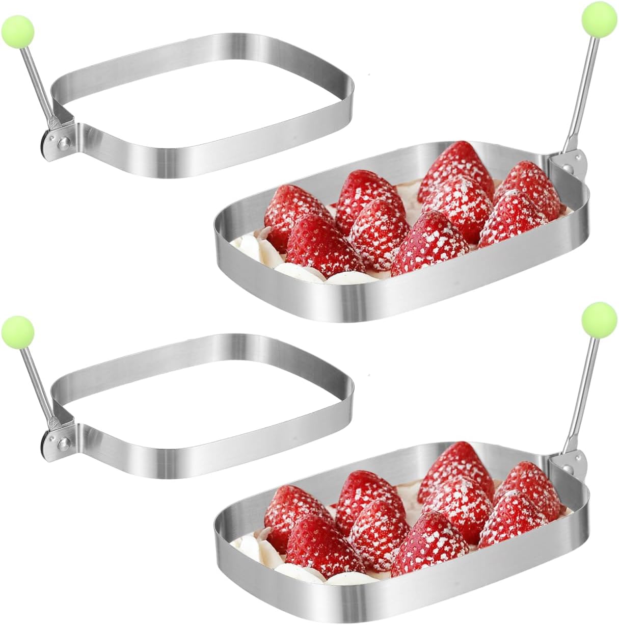 Amazon.com: Cabilock 4pcs Egg Rings Pancake Rings Rectangular Stainless ...