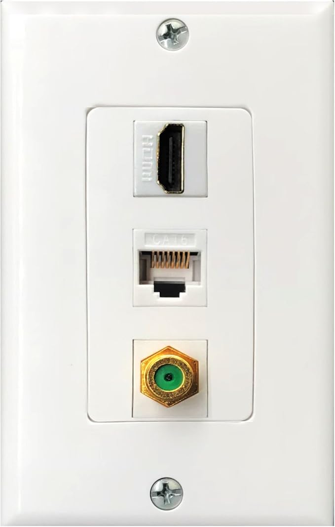 Amazon.com: Yomyrayhu Recessed HDMI 3GHz Coax Ethernet Wall Plate F/F ...