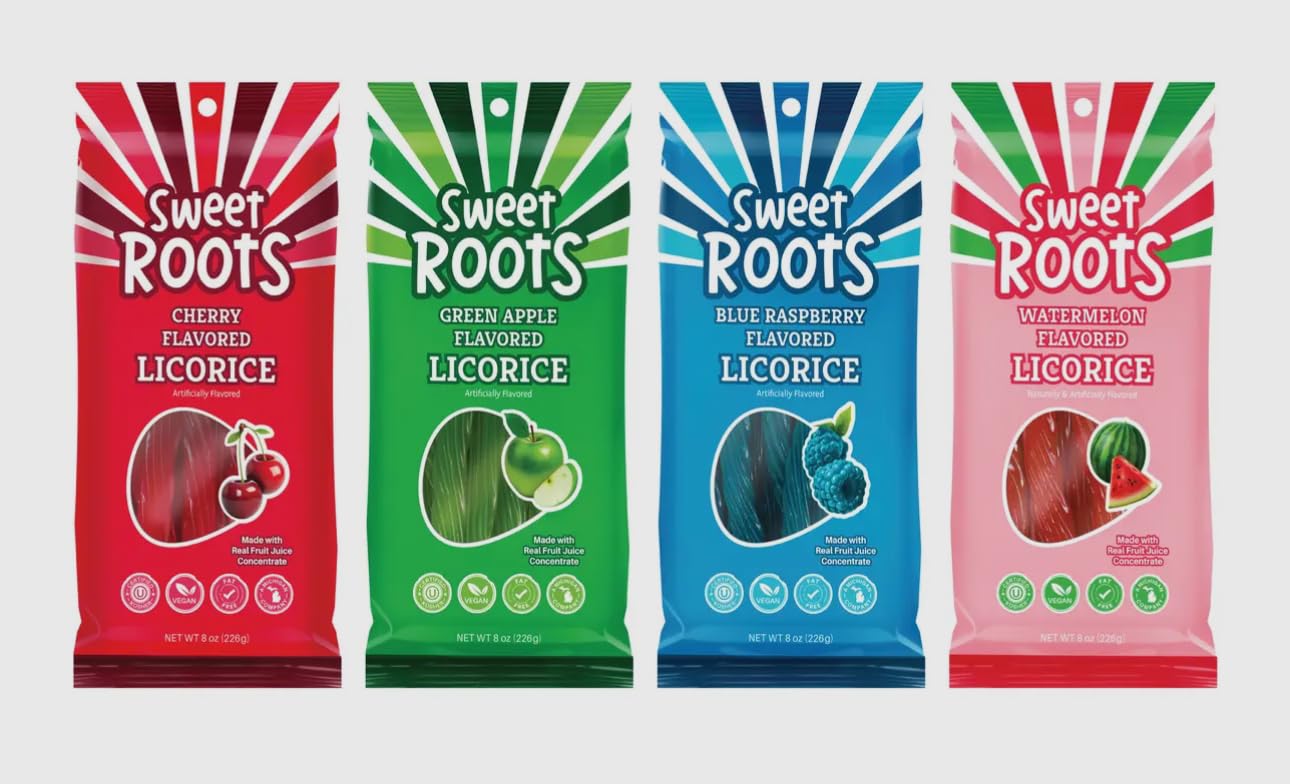 Amazon.com : Sweet Roots Licorice Twists, Cherry, Green Apple, Blue ...