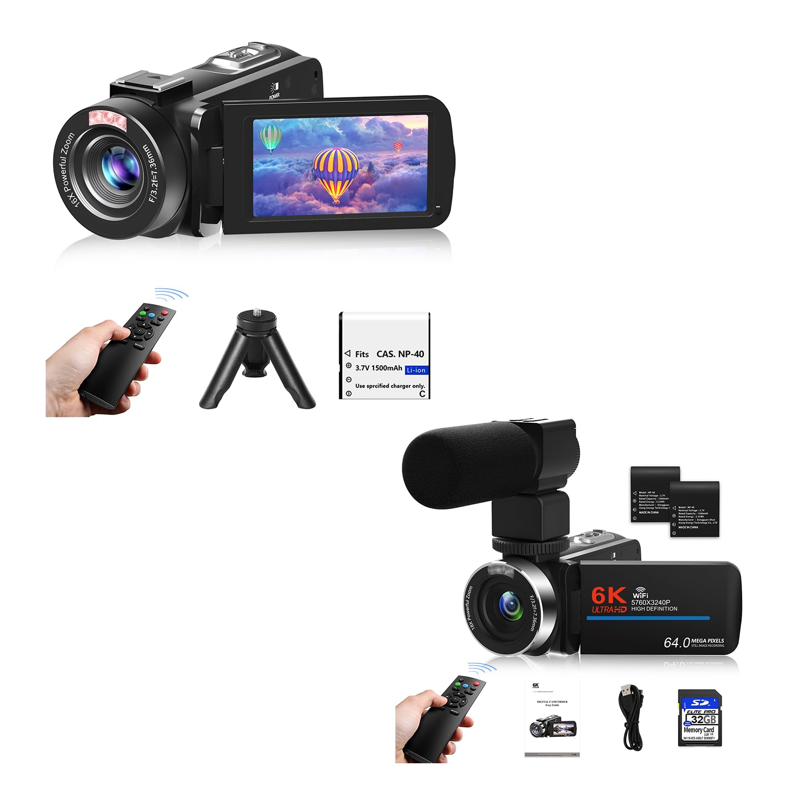 Amazon.com : Video Camera 1080P 48MP Camcorder, HD 6K 64MP IR Night ...