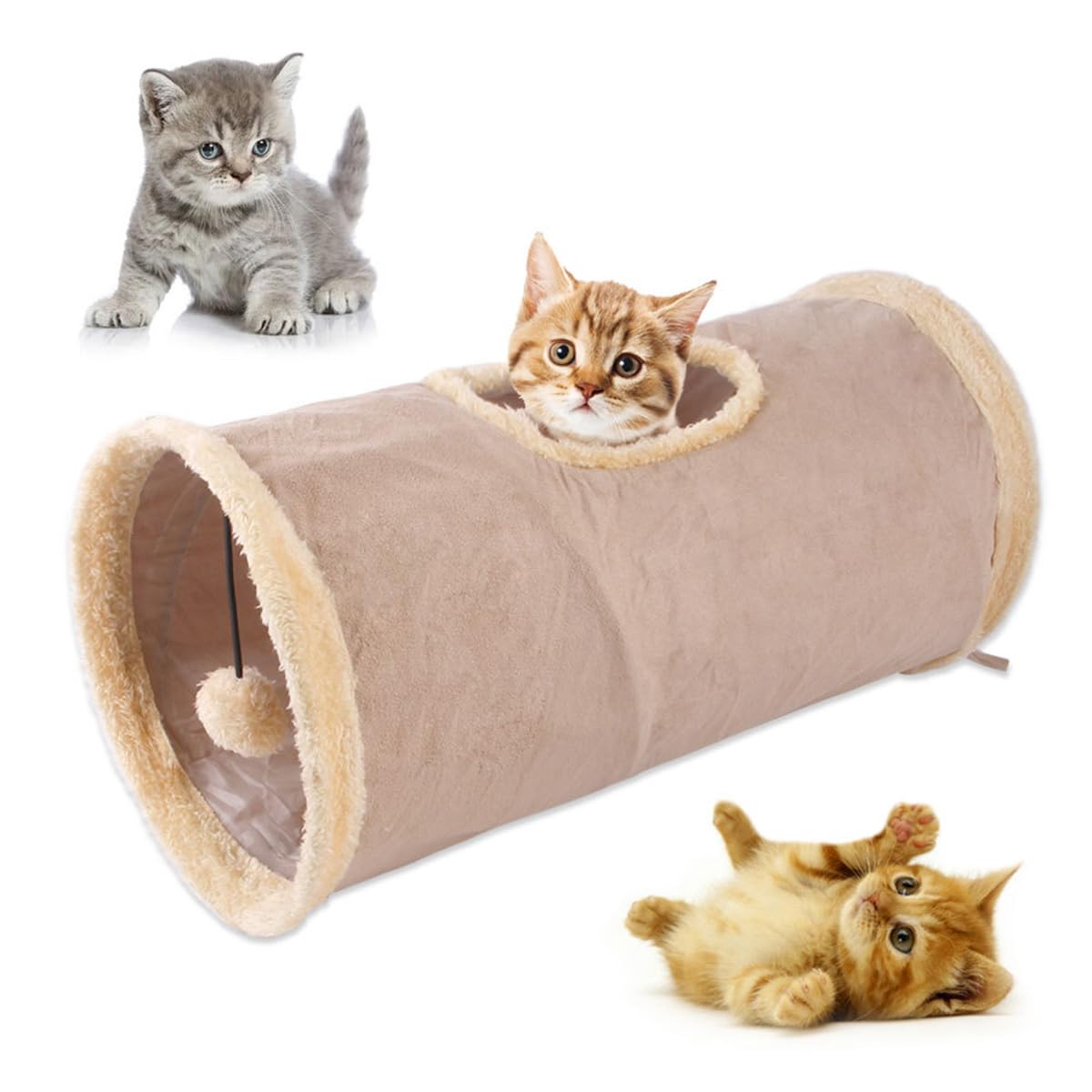 ZYYRSS Cat Tunnel, Durable Suede Collapsible Cat Play Tube Toys with ...