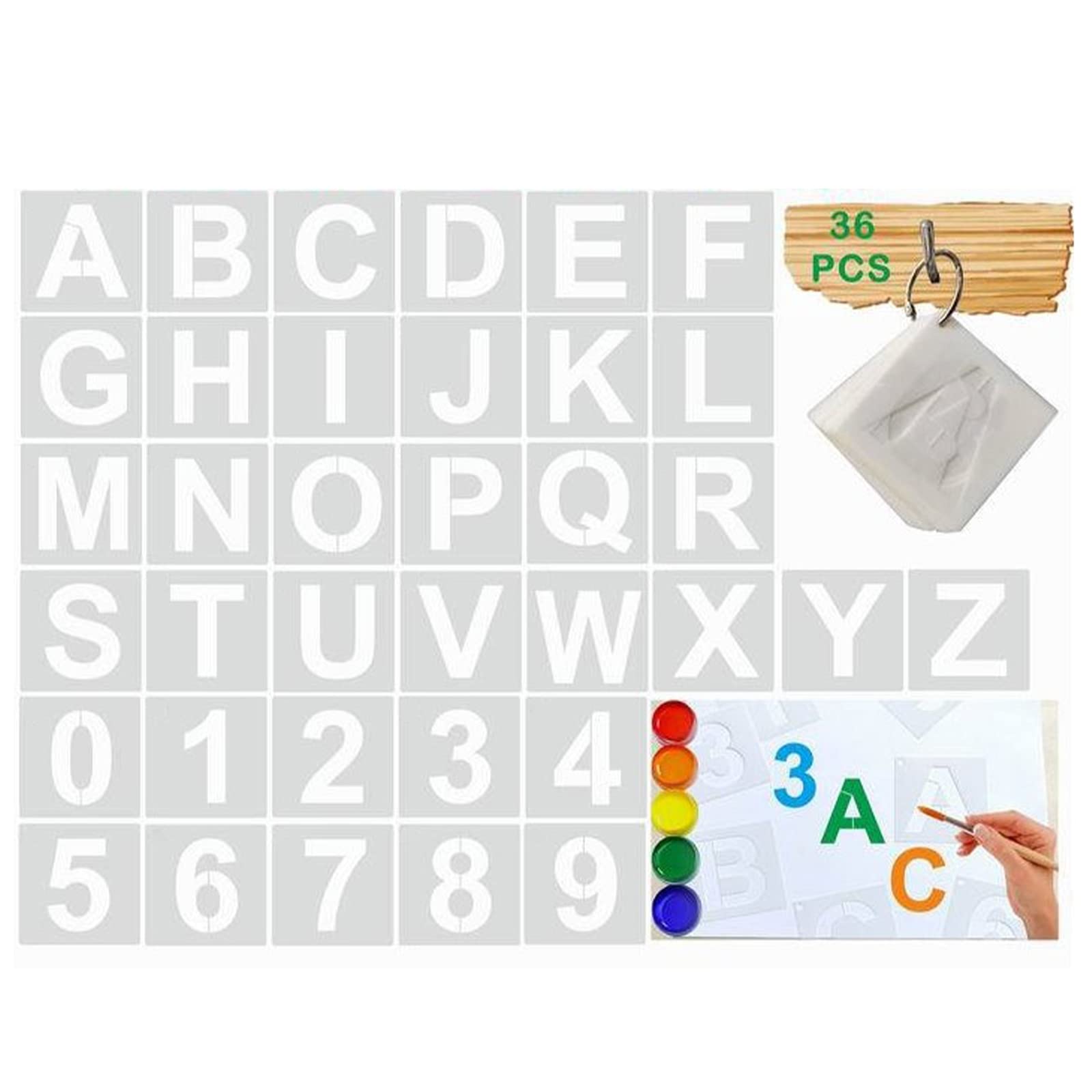 Buy 36pcs Alphabet Letter Stencils Kit,Letter Stencils and Numbers,3 ...