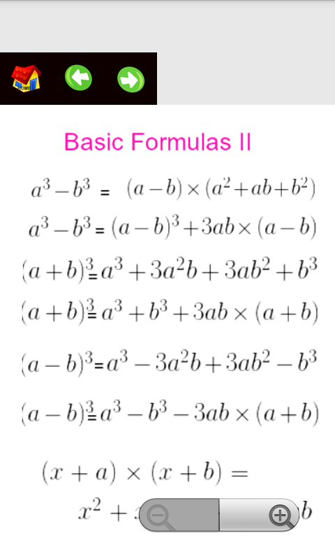 Basic Algebra Formulas