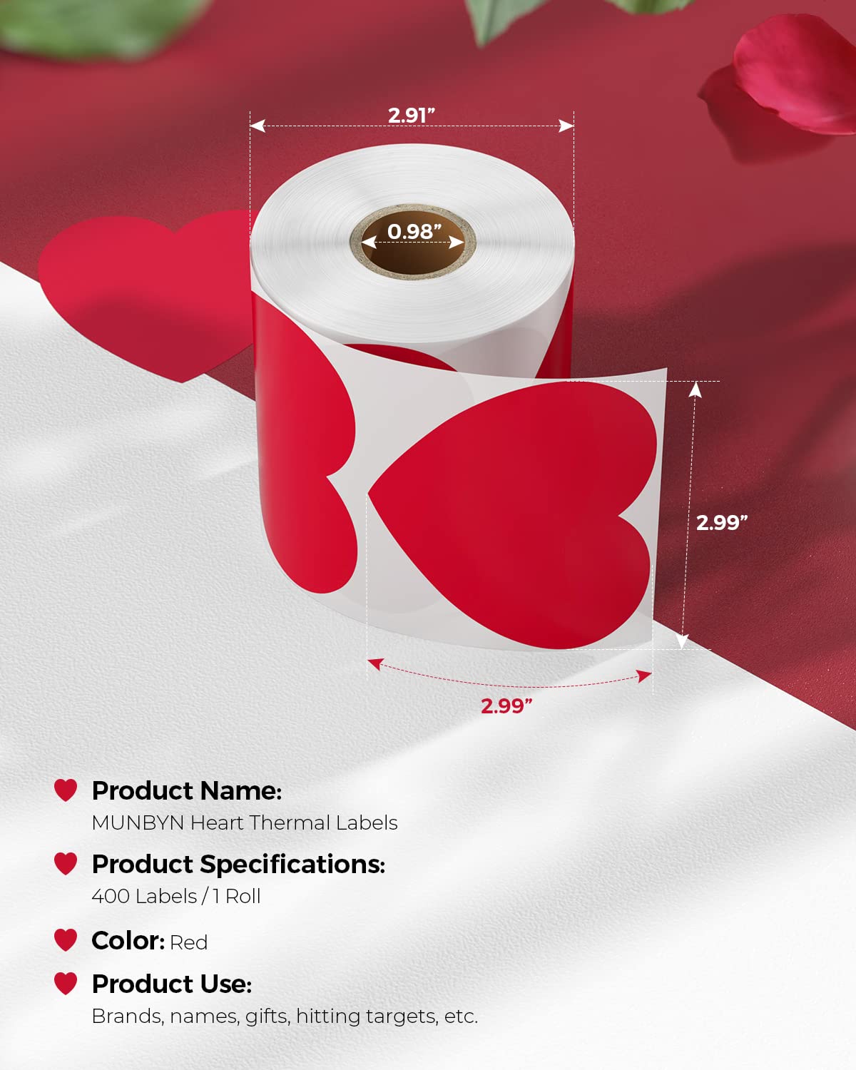 Snapklik.com : 3" Heart Thermal Stickers, Heart-Shaped Adhesive Sticker ...