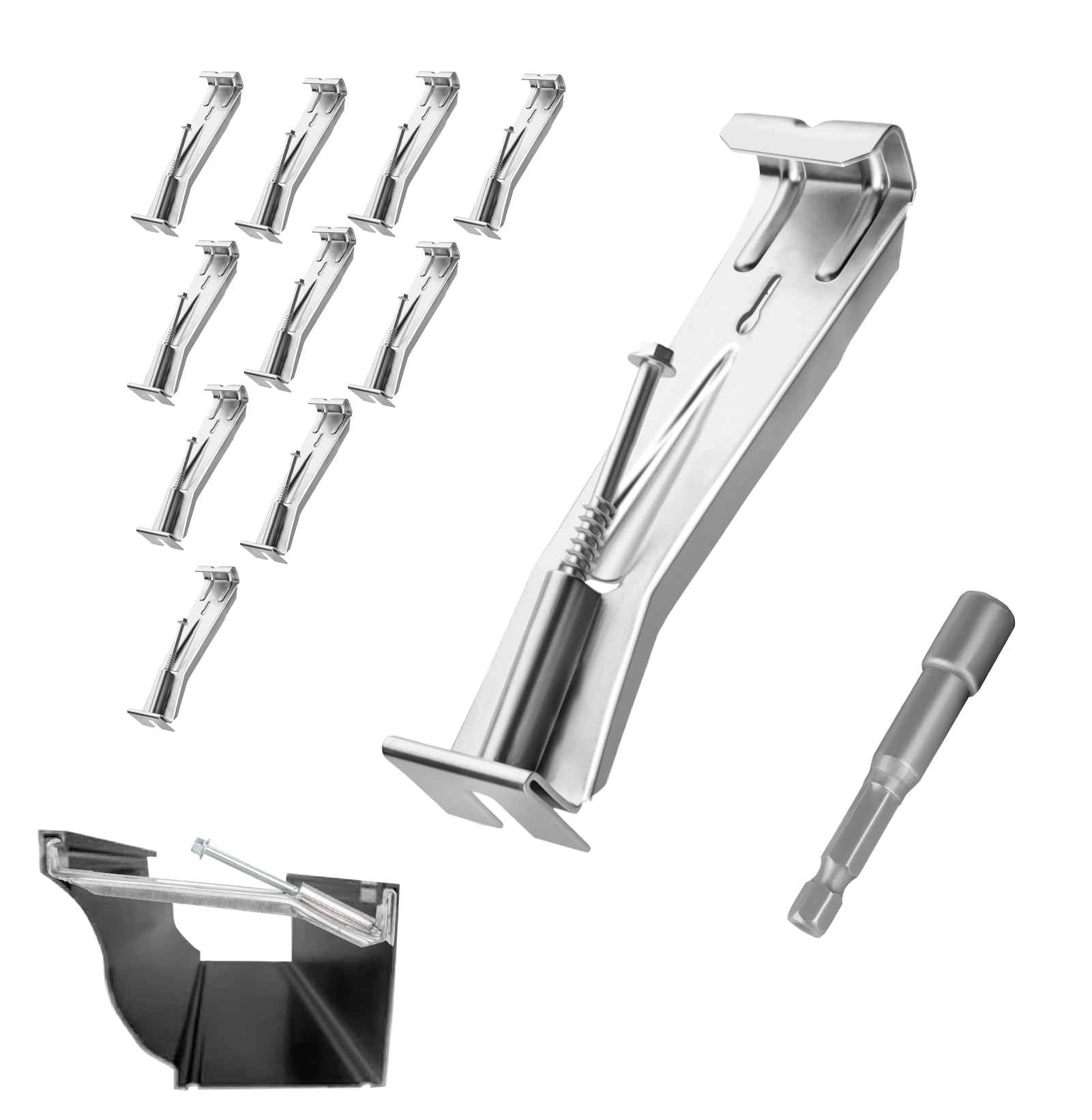 30Pcs 5Inch Gutter Hangers with 1/4 hex driver bit, Gutter Support ...