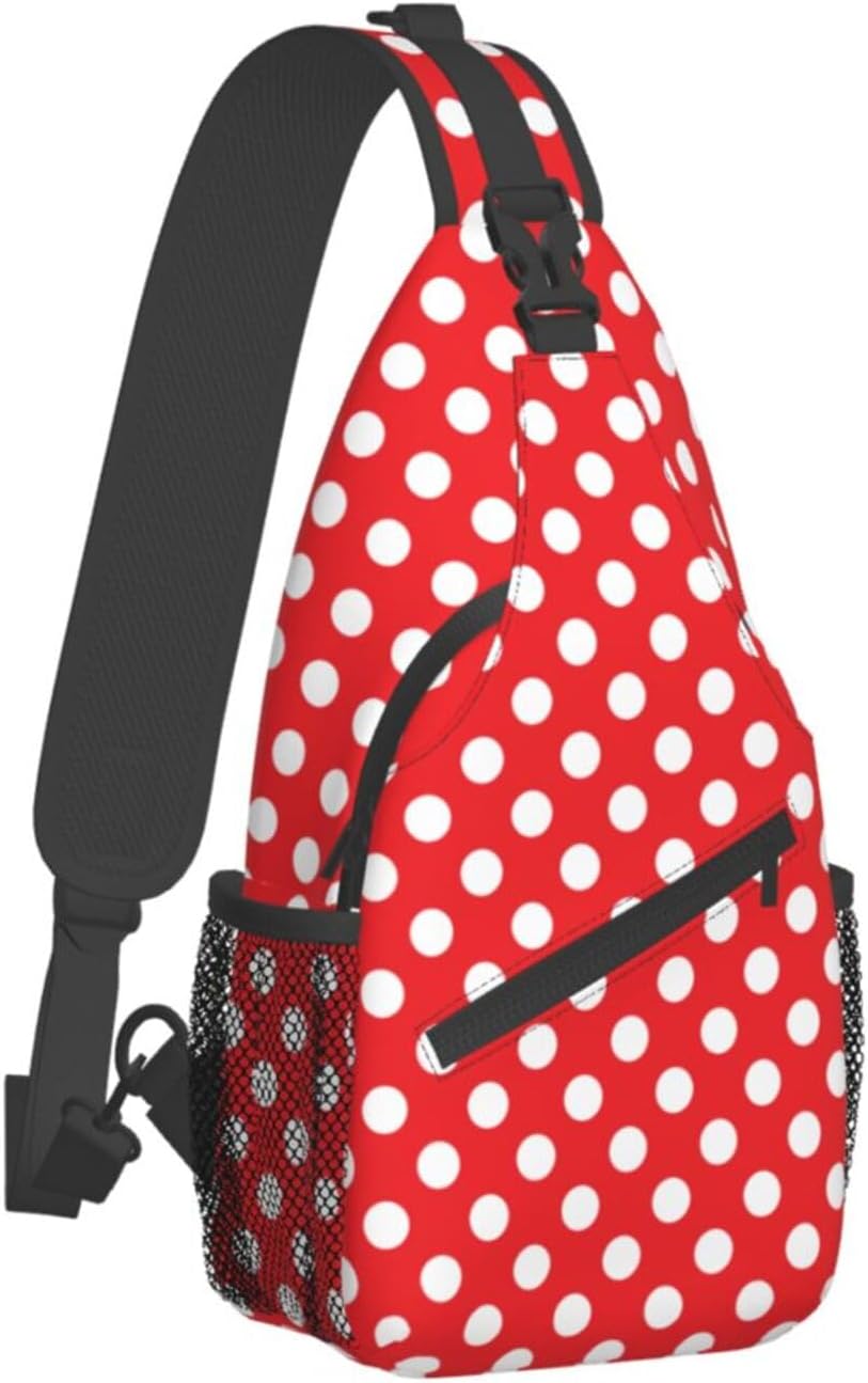 Amazon.com | Red White Polka Dot Sling Bag Crossbody Travel Hiking ...