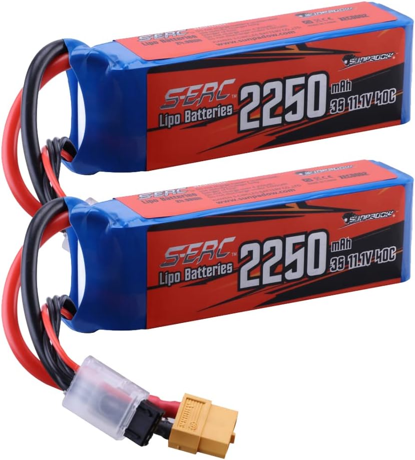 Amazon.com: SUNPADOW 11.1V 3S RC Lipo Battery 40C 2250mAh with XT60 ...