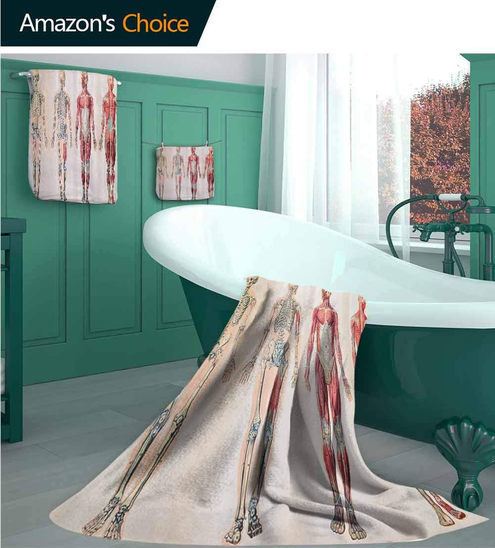 Buy Human Anatomy Premium Cotton3 Piece Towel Set, Vintage Chart of ...