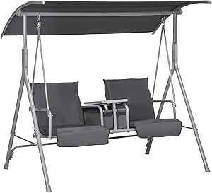 Outsunny Double Outdoor Swing Chair 2 Person Covered Swing Porch Swing ...