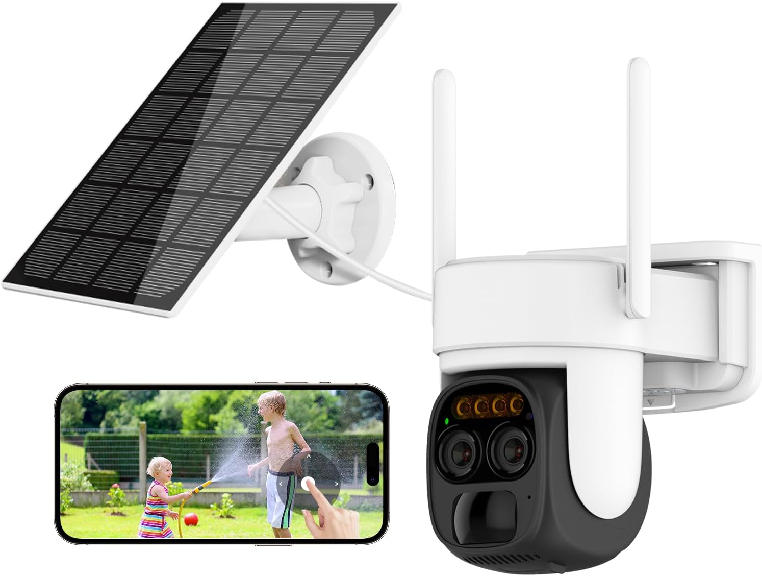 Amazon.com : ACEBELL 2K Dual Lens Solar Security Cameras Wireless ...