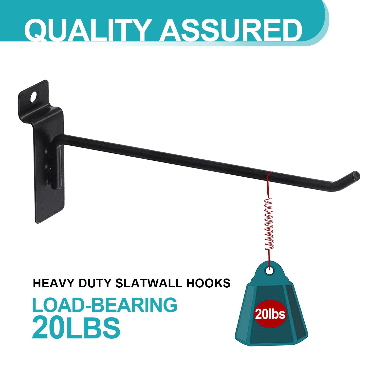 Snapklik.com : Slatwall Hooks 50 PCS 8 Inch Black Slatwall Accessories ...